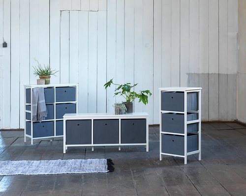 Lipasto ODBY 3+3 laatikkoa valkoinen/harmaa | JYSK