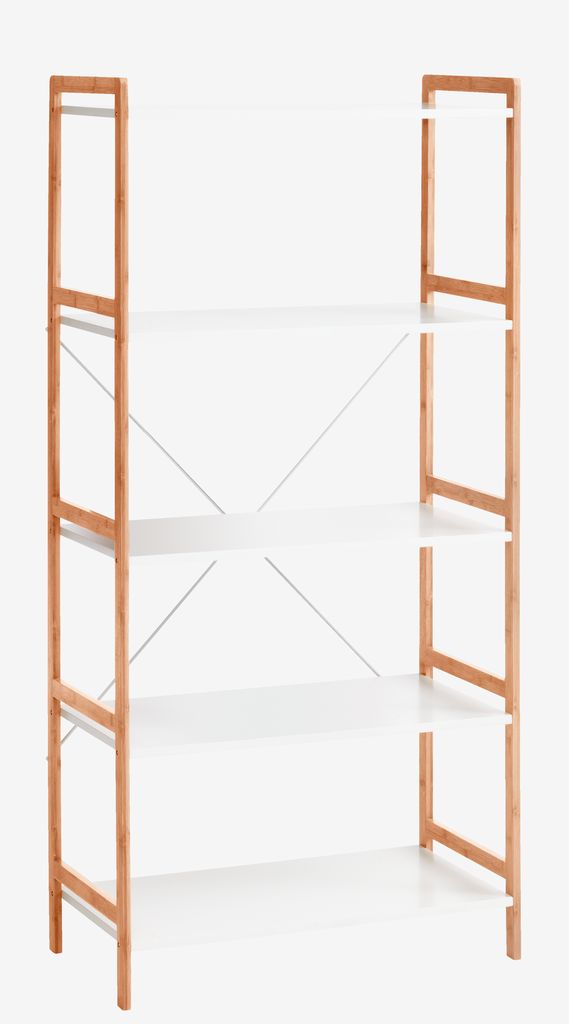 Etajeră BROBY 5 rafturi lată bambus/alb | JYSK