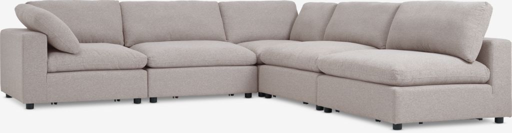 Modulsofa LYBY 5-pers. open-end sandfarvet stof | JYSK