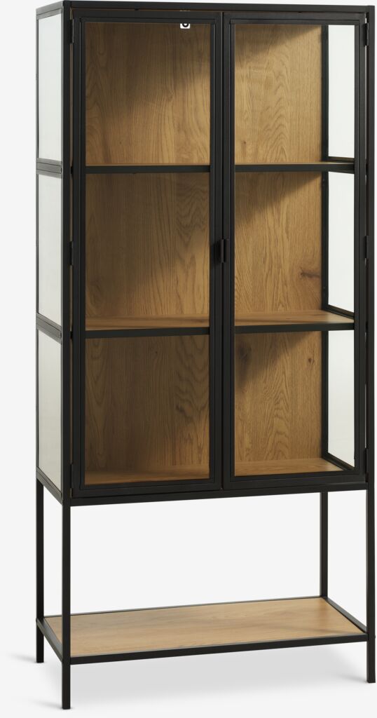 Vitrina TRAPPEDAL roble cálido/negro | JYSK