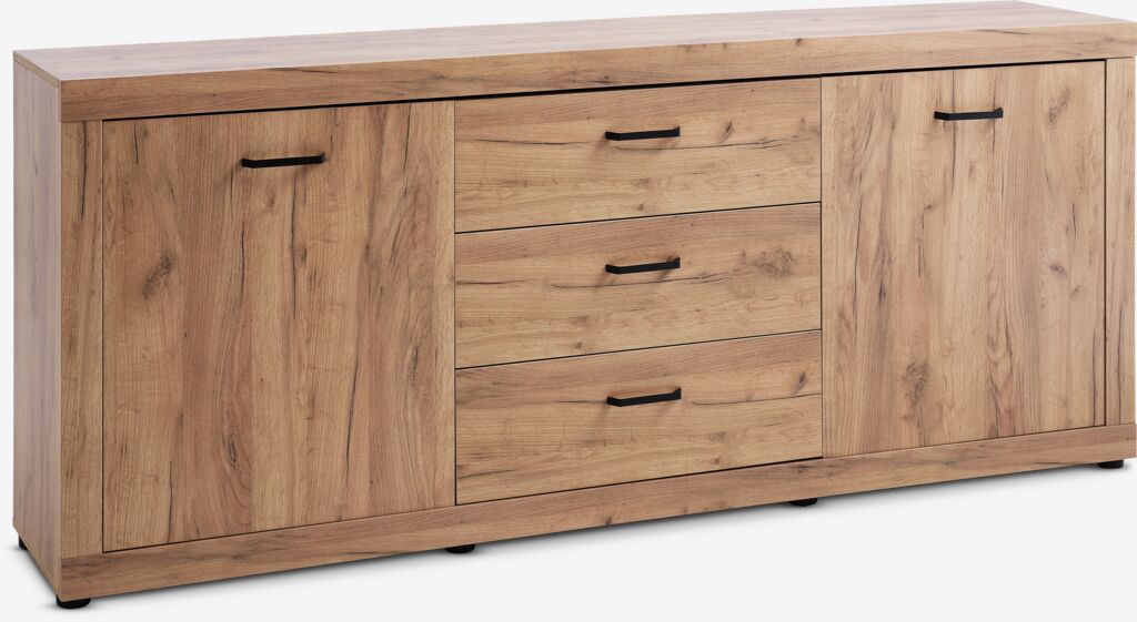 Buffet LINTRUP 2 portes 3 tiroirs coloris chêne naturel | JYSK
