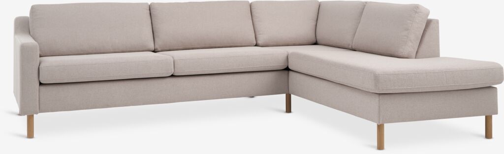 Sofa HELLERUP offenes Ende rechts beige Stoff/Eiche natur | JYSK